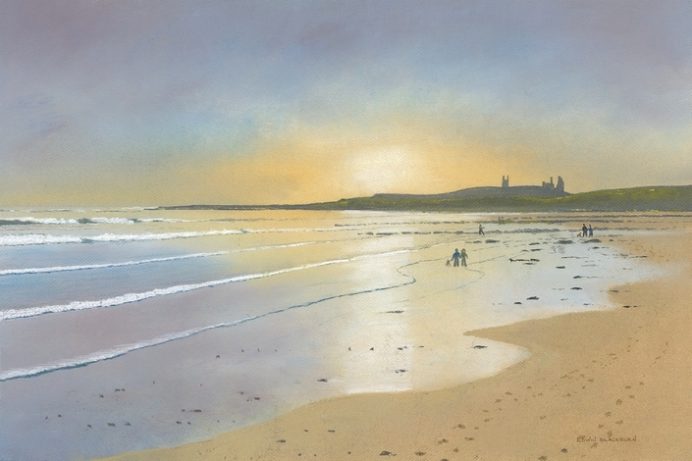 Sunrise over Dunstanburgh Castle - Edwin Blackburn - Marine Artist ...